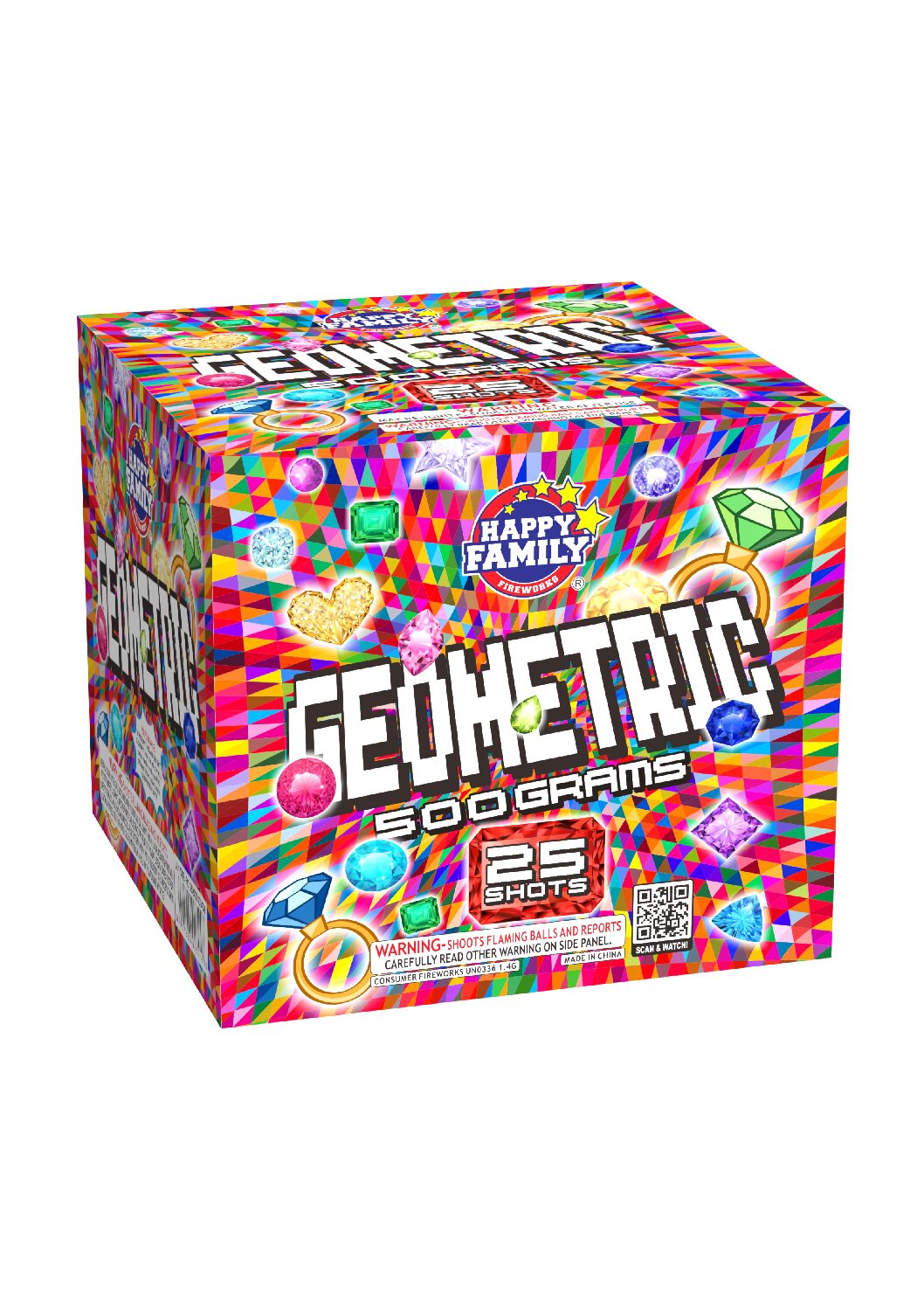 JL1728S HAPPY FAMILY FIREWORKS GEOMETRIC 25 SHOT’S | San Tan Fireworks