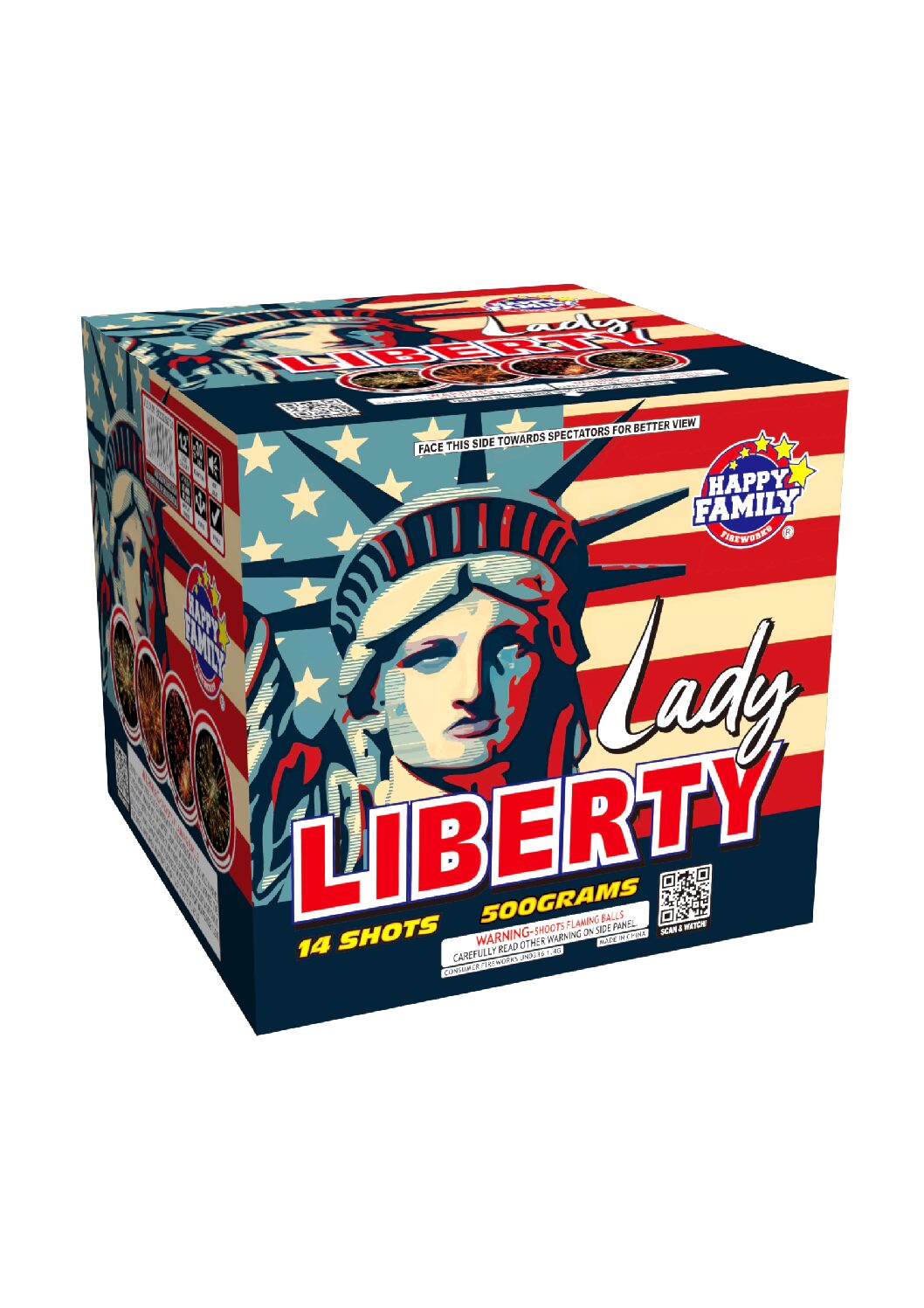 JL523058 HAPPY FAMILY FIREWORKS LADY LIBERTY 14SHOT’S | San Tan Fireworks